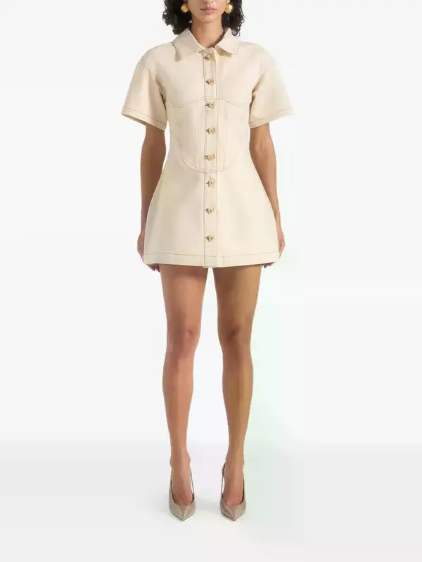 Manière De Voir Contrast Stitch Corset Mini Dress - Neutrals