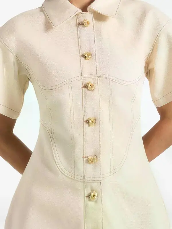 Manière De Voir Contrast Stitch Corset Mini Dress - Neutrals