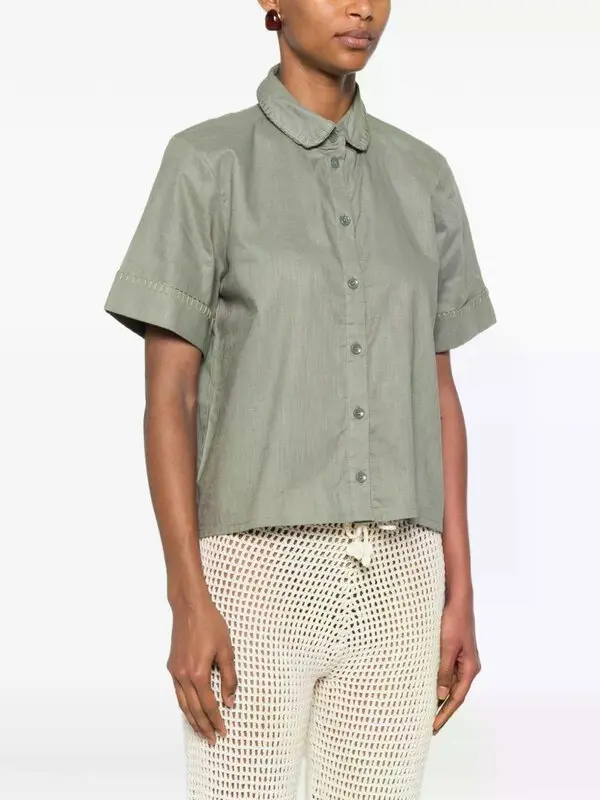 ORSINA Short-sleeve Blanket-stitched Shirt