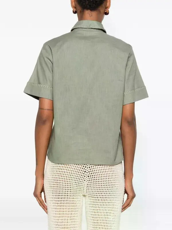 ORSINA Short-sleeve Blanket-stitched Shirt
