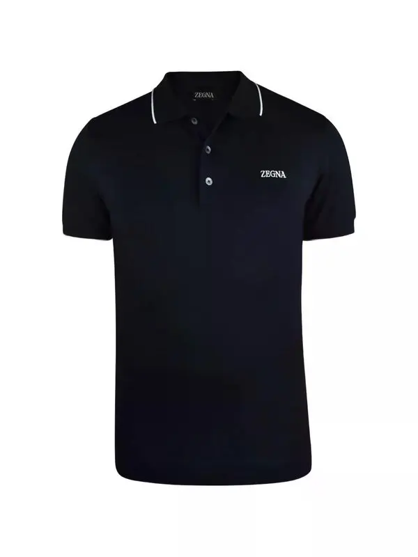 Zegna Logo-embroidered Polo Shirt - Blue