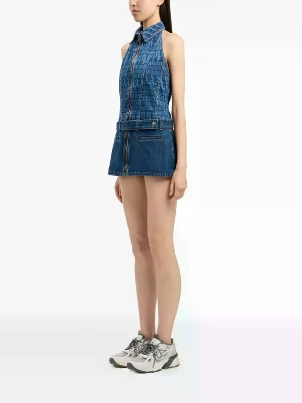 Palm Angels Logo Denim Halter Neck Dress