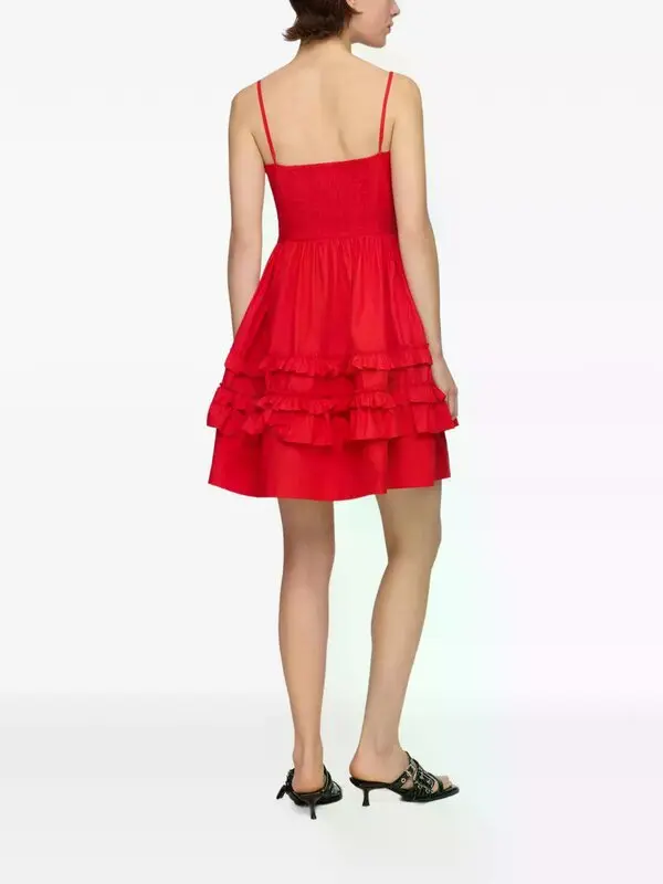 GANNI Ruffled Tie Mini Dress - Red
