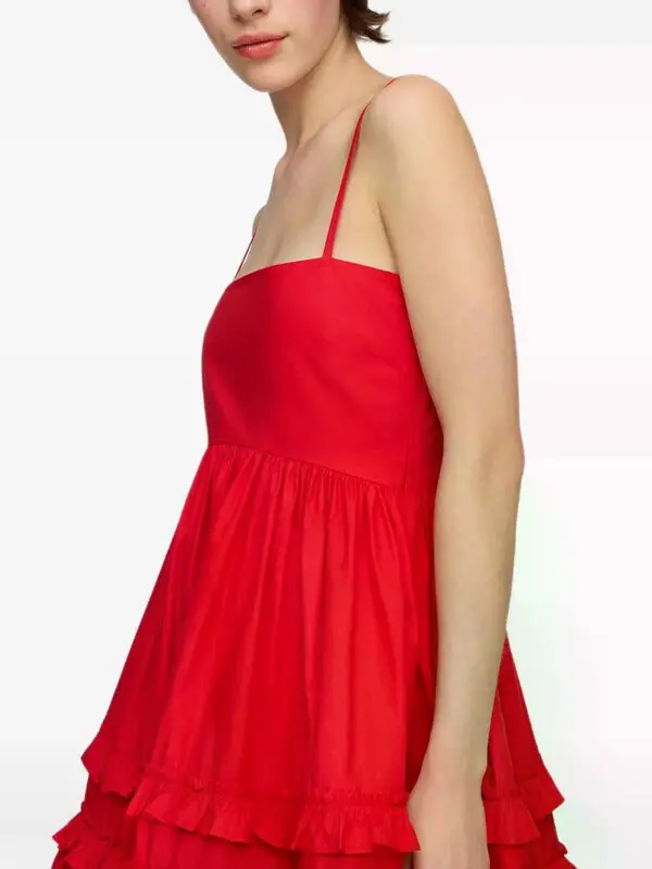 GANNI Ruffled Tie Mini Dress - Red