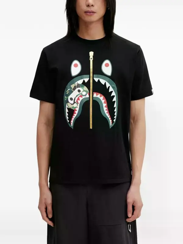 A BATHING APE Abc Camo Milo Shark T-shirt - Black