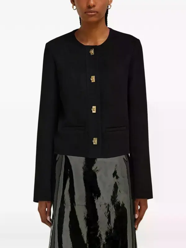 FERRAGAMO Cropped Wool And Cashmere Jacket With Gancio Buckle Buttons
