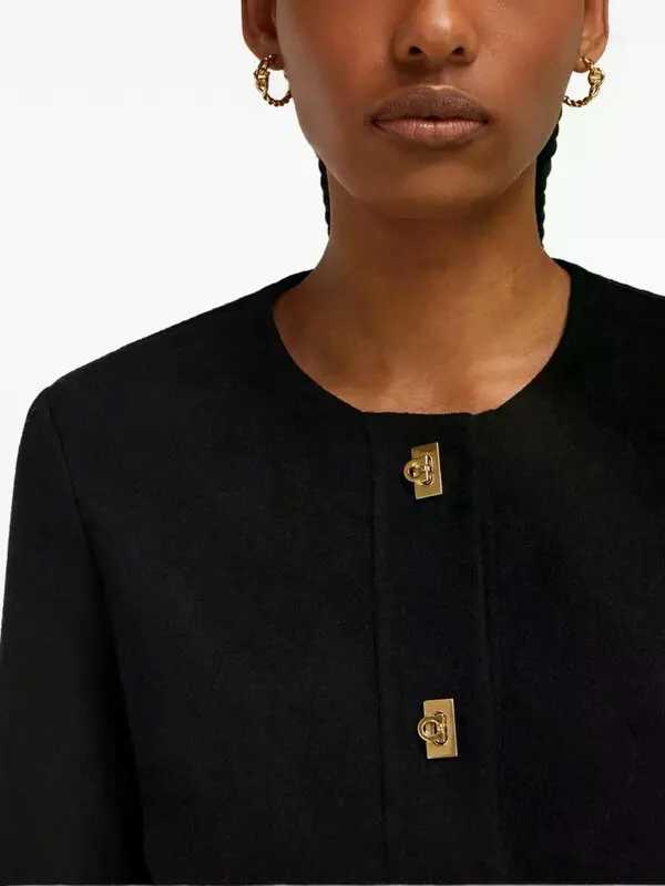 FERRAGAMO Cropped Wool And Cashmere Jacket With Gancio Buckle Buttons