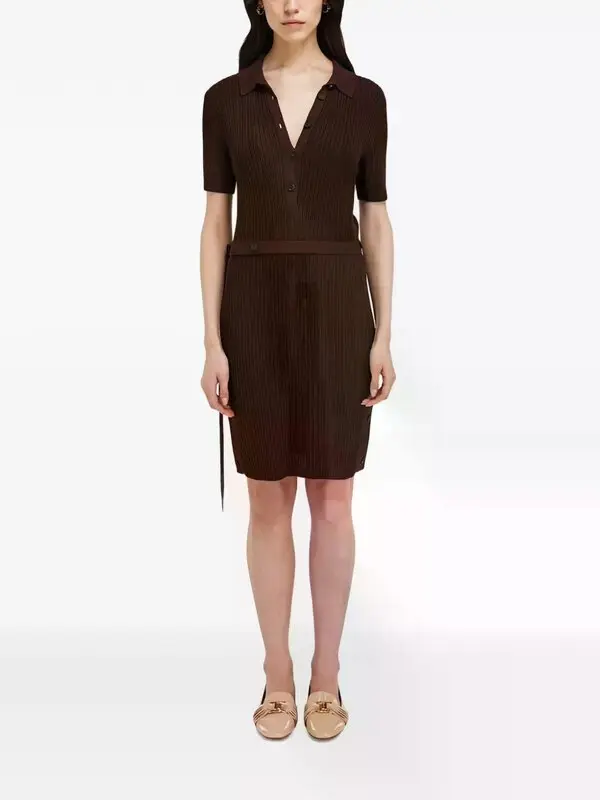 FERRAGAMO Ribbed Knit Polo Dress