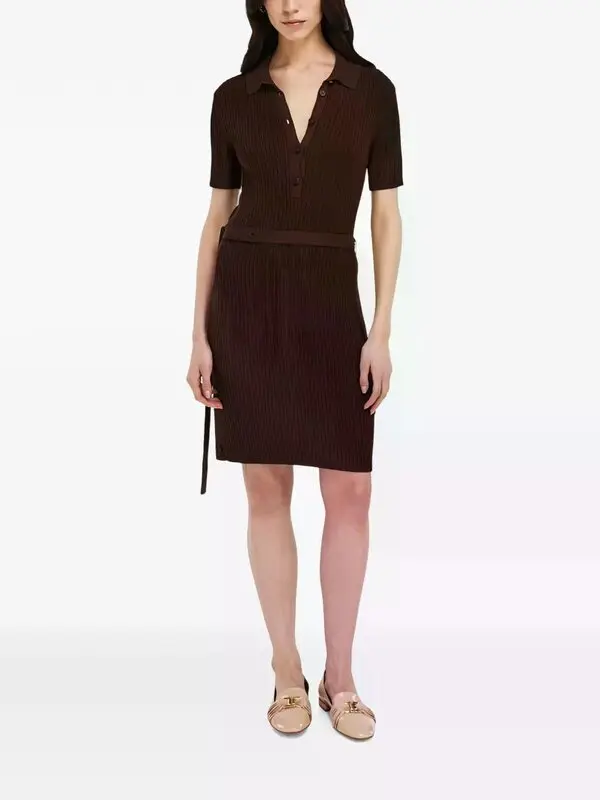 FERRAGAMO Ribbed Knit Polo Dress