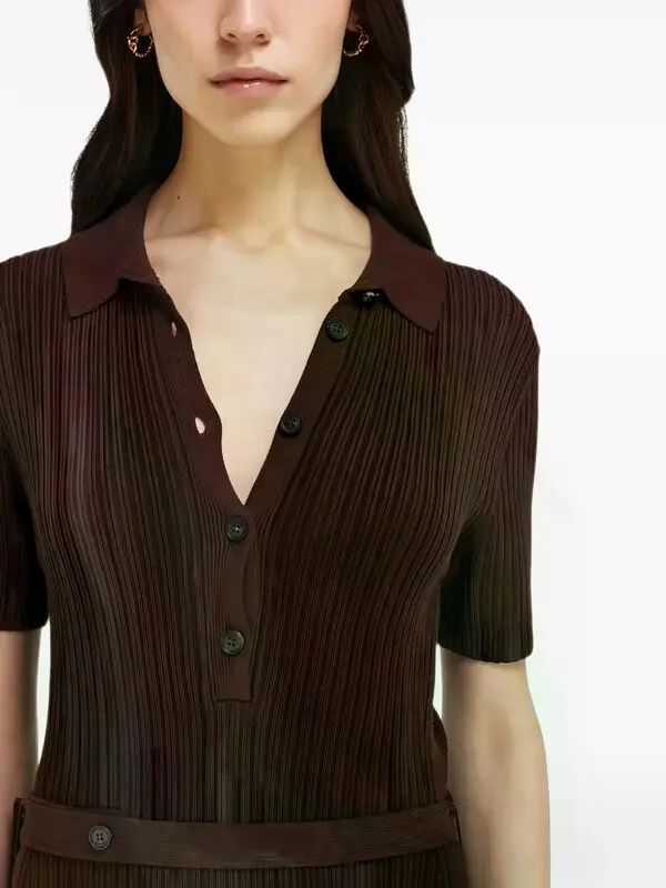 FERRAGAMO Ribbed Knit Polo Dress
