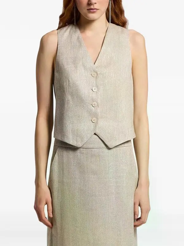 Peserico Herringbone Pattern Waistcoat - Neutrals