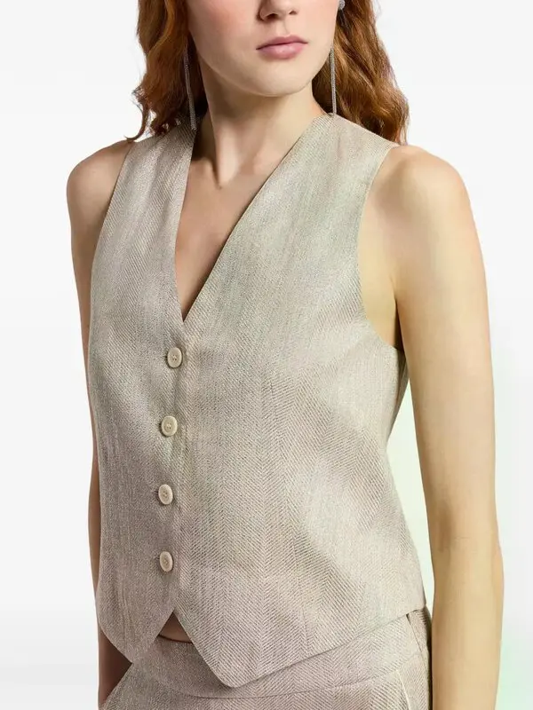 Peserico Herringbone Pattern Waistcoat