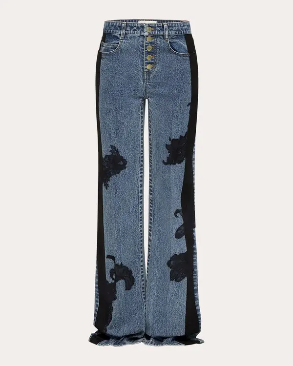 Hellessy Zion Embroidered Lace Straight-leg Jeans