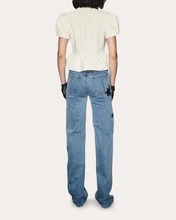 Hellessy Zion Embroidered Lace Straight-leg Jeans