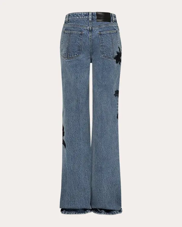 Hellessy Zion Embroidered Lace Straight-leg Jeans
