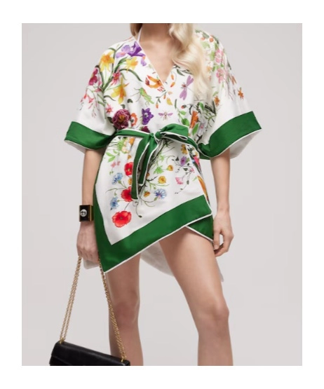 Gucci Printed Cotton Cape Dress - Multi-color