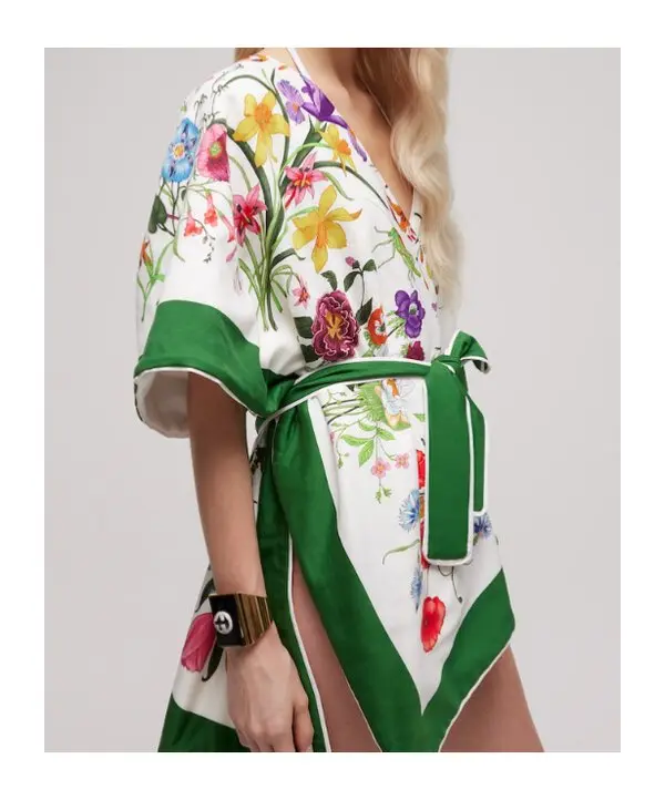 Gucci Printed Cotton Cape Dress - Multi-color