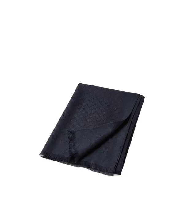 Gucci Gg Wool Silk Jacquard Stole - Blue