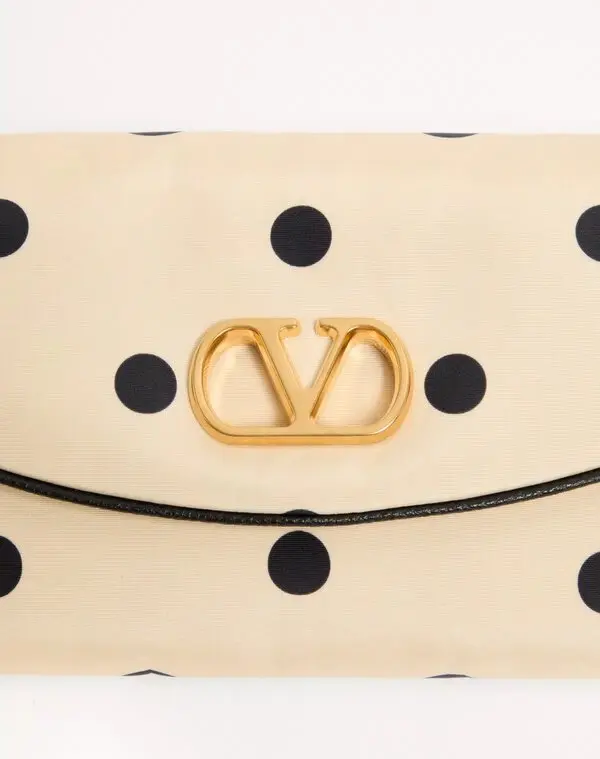 Valentino Garavani Devain Small Shoulder Bag In Moiré Plus De Pois Fabric - Nude