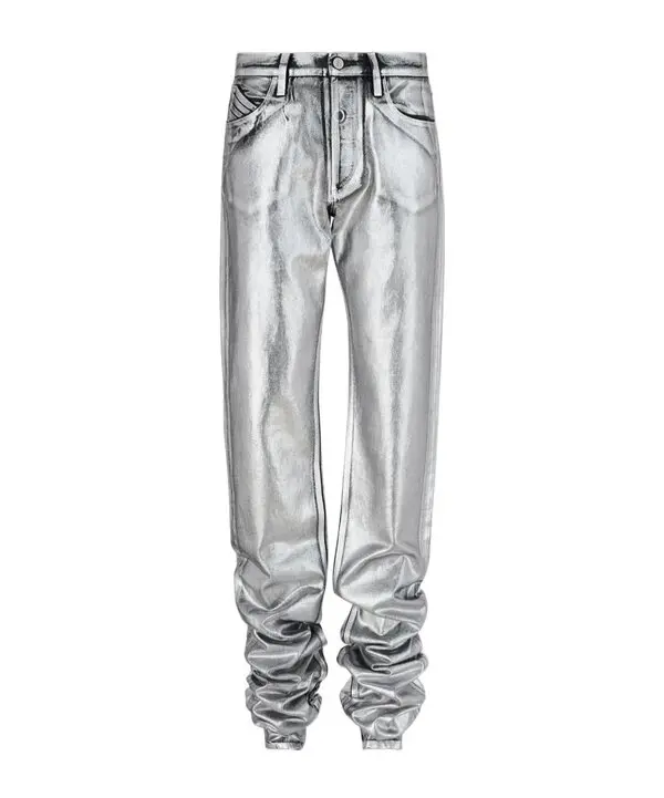Attico Metallic Logo Patch Jeans