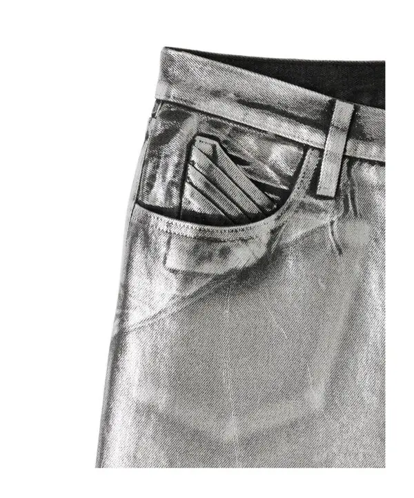 Attico Metallic Logo Patch Jeans