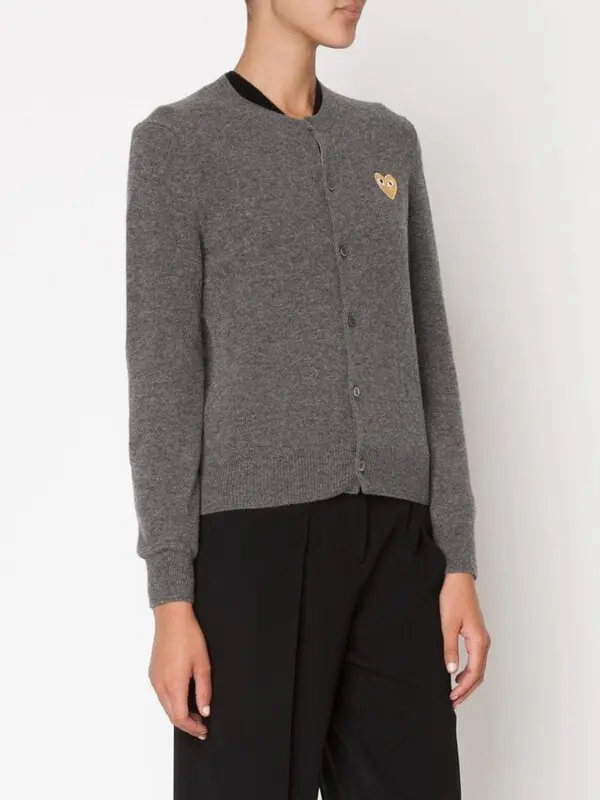 Play Comme Des Garcon Embroidered Heart Cardigan - Black