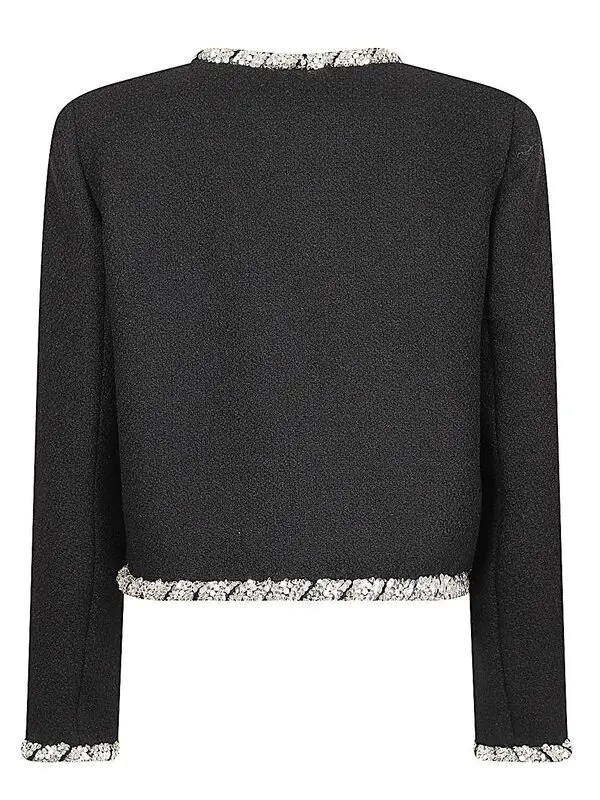 Celine Embroidered Icone Jacket In Wool Natt - Black
