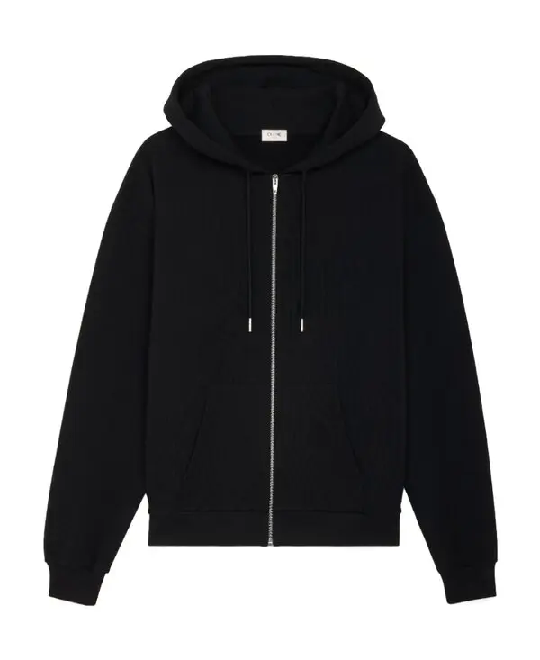 Celine Zipped Hoodie In Cotton Fleece - Black/white
