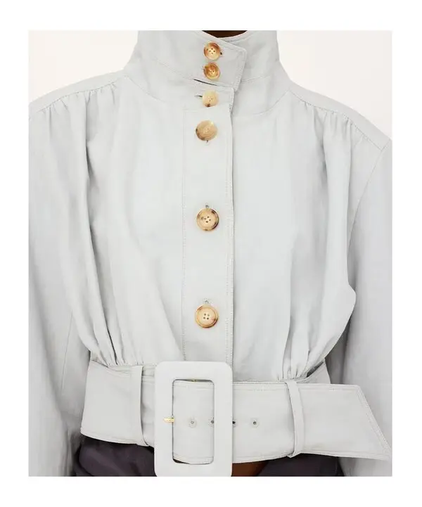 Chloé Cropped Jacket With Detachable Scarf And Belt - Storm Ash