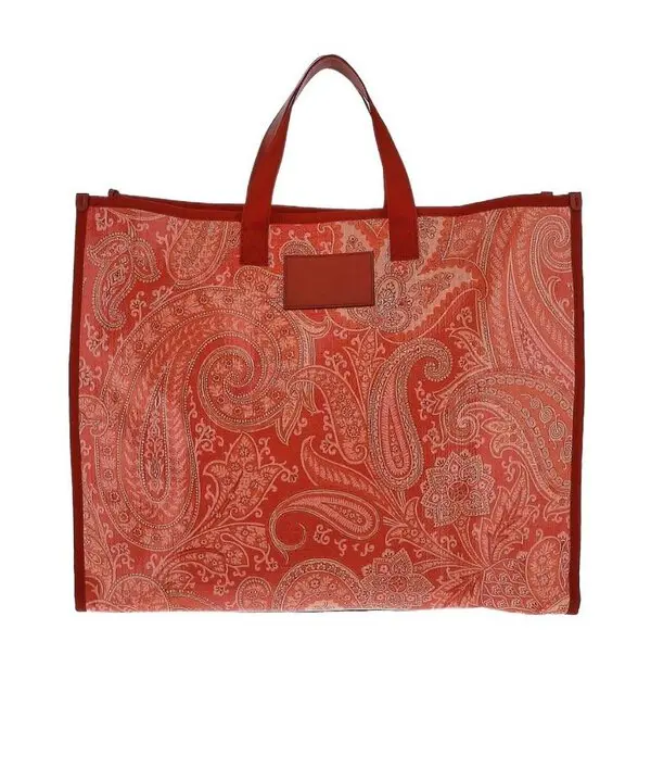 Etro Paisley Printed Logo Patch Tote Bag