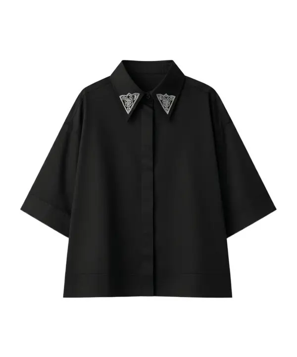 Pinko Embroidered Collar Shirt - Black