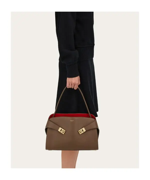 FERRAGAMO Hug Small Shoulder Bag - Clay