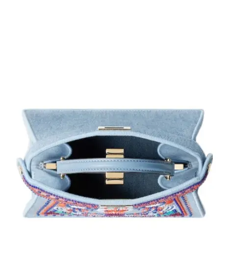 Fendi Peekaboo Iseeu Embellished Tote Bag - Light Blue