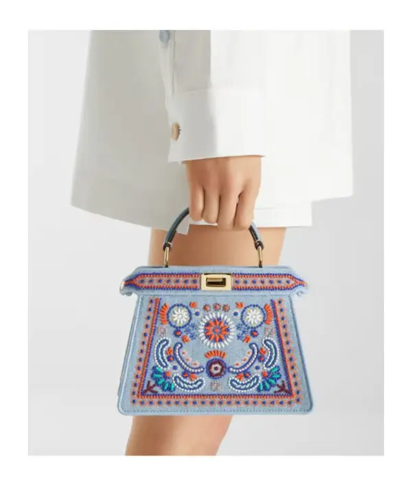 Fendi Peekaboo Iseeu Embellished Tote Bag - Light Blue