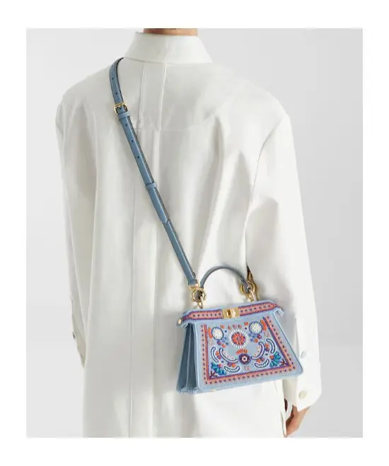 Fendi Peekaboo Iseeu Embellished Tote Bag - Light Blue