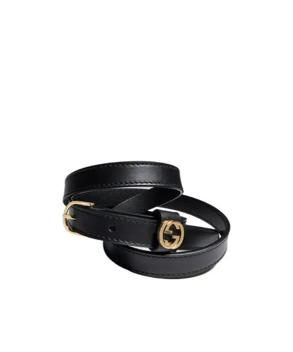Gucci Interlocking G Leather Belt - Black