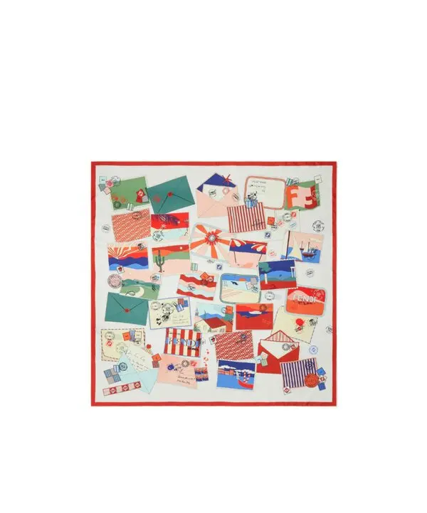 Fendi Printed Square Scarf - White