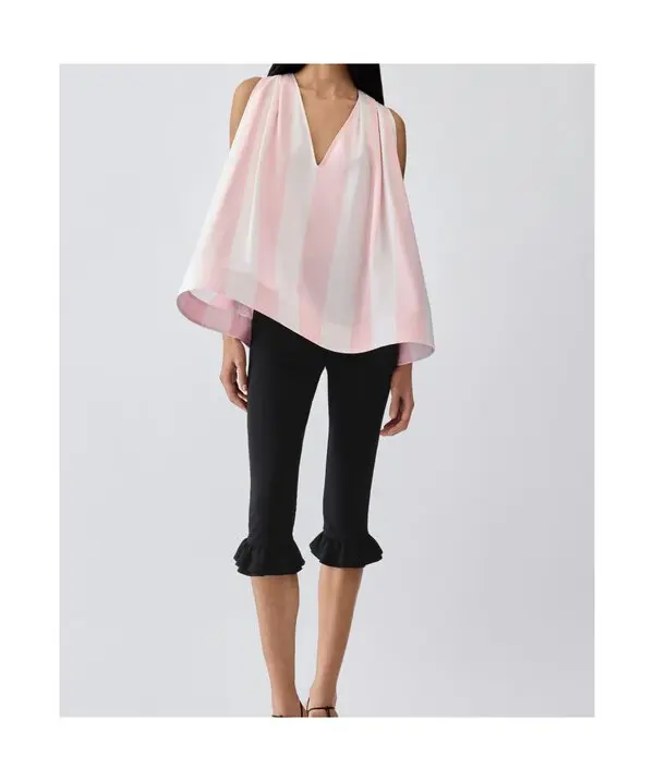 Jacquemus Norma Striped V-neck Top With Knot Detail - Pink