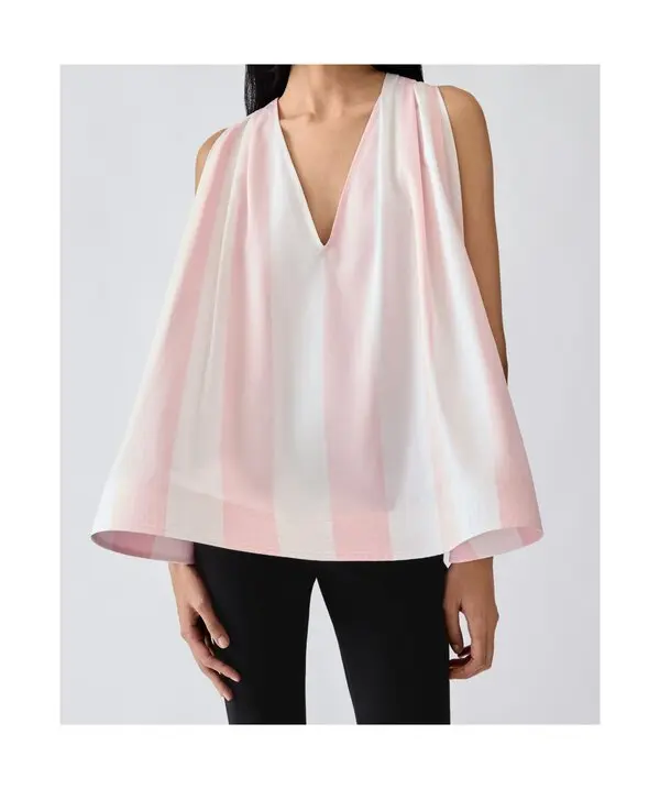 Jacquemus Norma Striped V-neck Top With Knot Detail - Pink