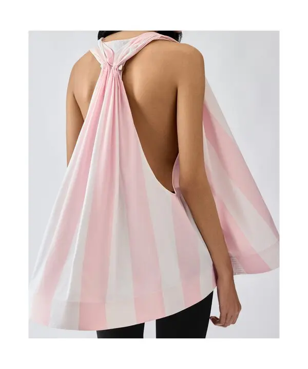 Jacquemus Norma Striped V-neck Top With Knot Detail - Pink