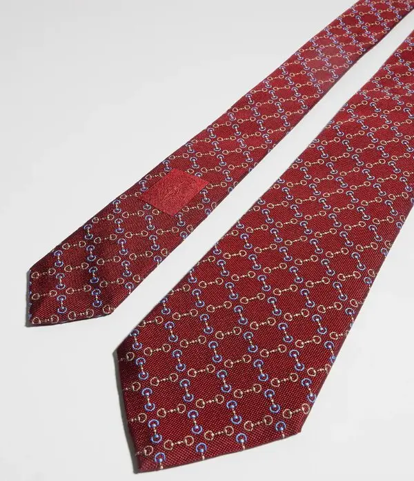 Gucci Horsebit Silk Jacquard Tie - Red