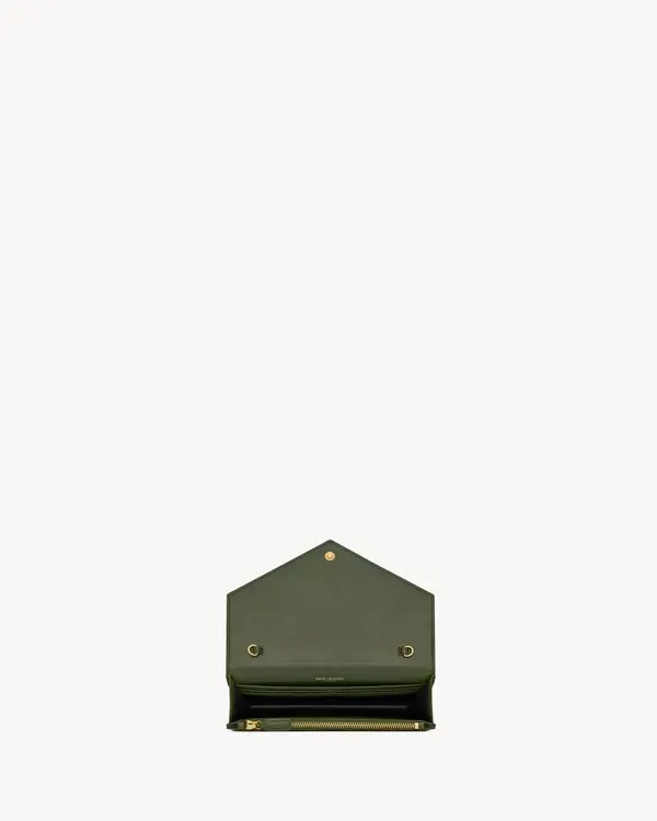 Saint Laurent Cassandre Envelope Chain Wallet - Green