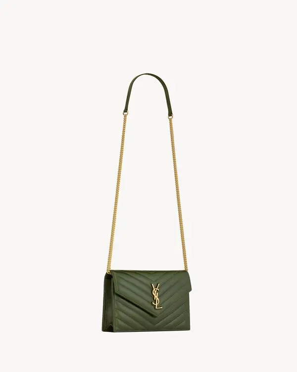 Saint Laurent Cassandre Envelope Chain Wallet - Green