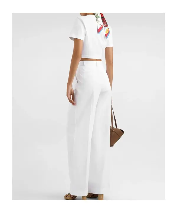 Dolce & Gabbana Cropped T-shirt In Cotton-silk Blend - White