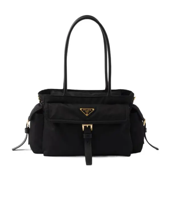 Prada Medium Re-nylon And Leather Tote Bag - Black
