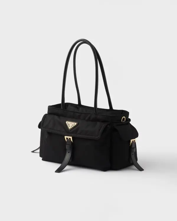 Prada Medium Re-nylon And Leather Tote Bag - Black