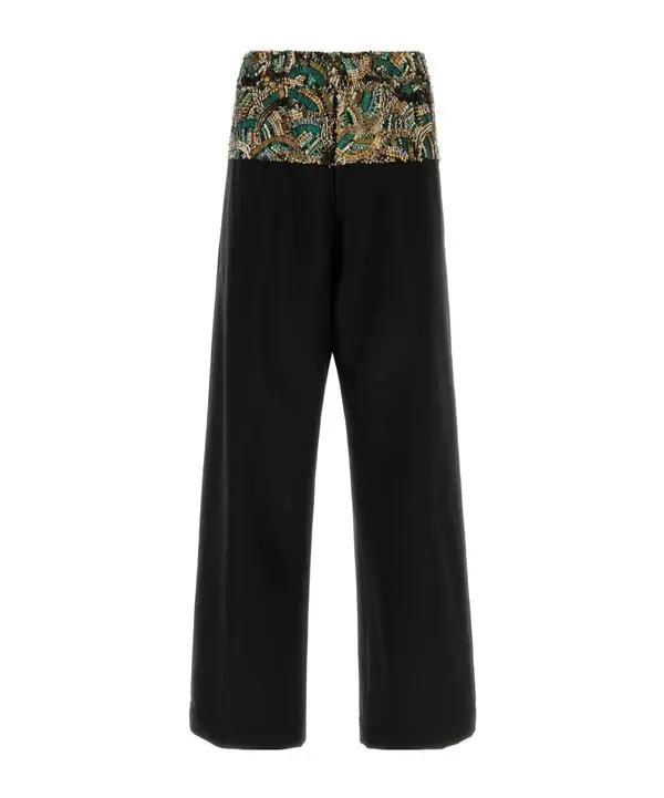 Dries Van Noten Embroidered Waist Straight-leg Pants