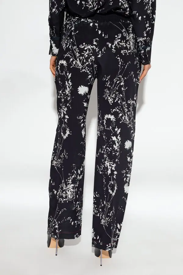 Victoria Beckham Floral-print Silk Wide-leg Trousers