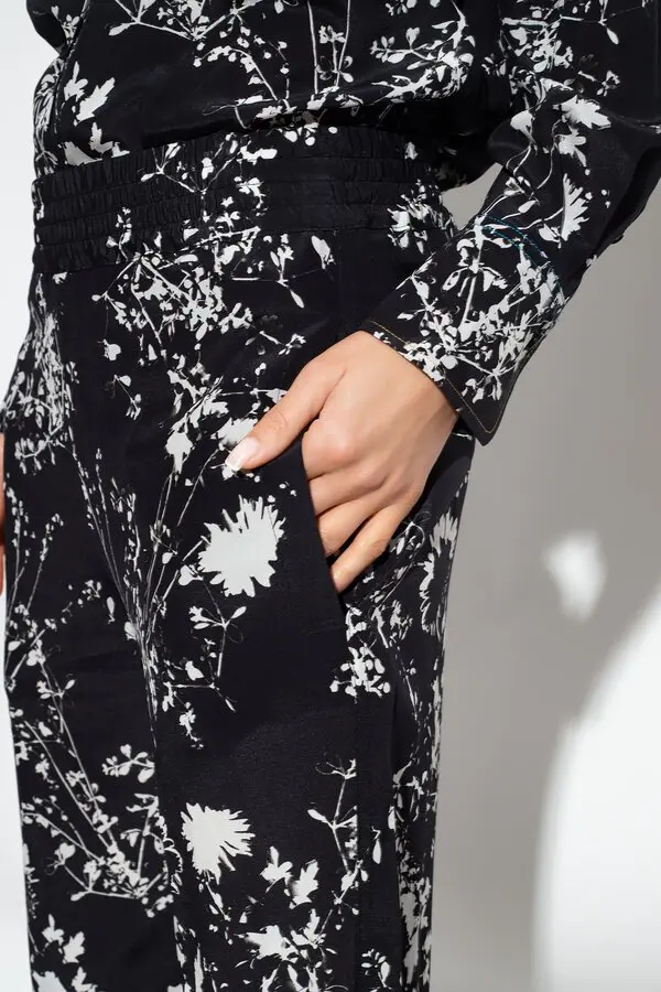 Victoria Beckham Floral-print Silk Wide-leg Trousers
