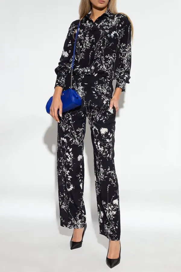 Victoria Beckham Floral-print Silk Wide-leg Trousers